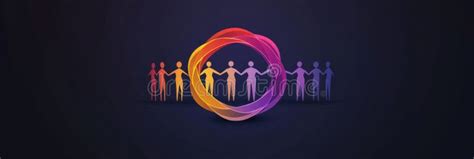 Minimalistic Logo Of Human Figures Creating A Unity Symbol Against An Abstract Gradient