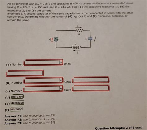 Solved An Ac Generator With Em 218 V And Operating At 400 Hz