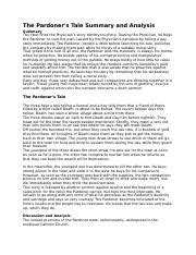 Canterbury Tales Summary Analysis Docx The Pardoner S Tale Summary
