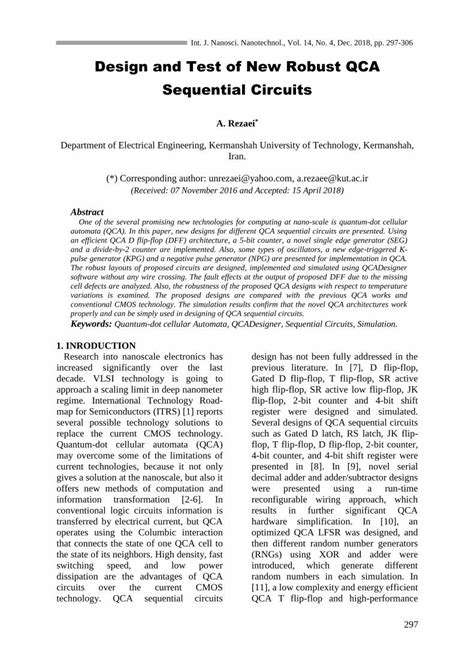 pdf design and test of new robust qca sequential circuits · circuits over the current cmos