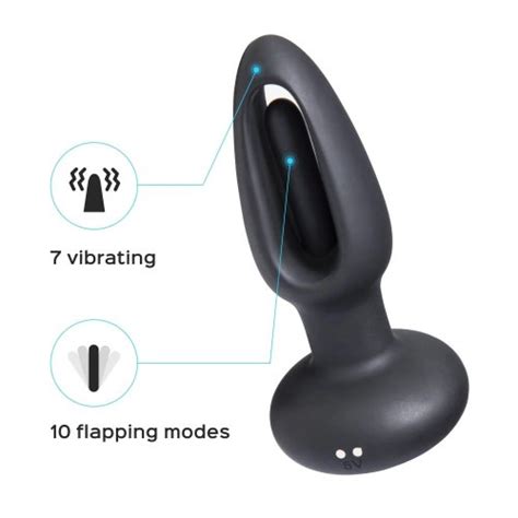 Snuggy Remote Controlled Flapping Anal Plug Vibrator Black Sex Toy