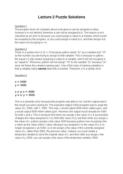 Eecs 1015 Lecture 2 Puzzle Solutions Adam Galati Lecture 2 Puzzle