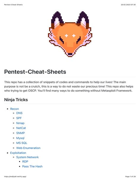 Pentest Cheat Sheets Pdf Postgre Sql File Transfer Protocol