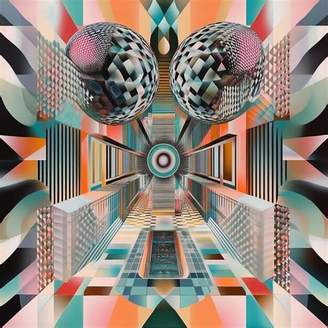 A Colorful Picture Of A Large Geometric Design With A Large Circle In The Middle Premium Ai