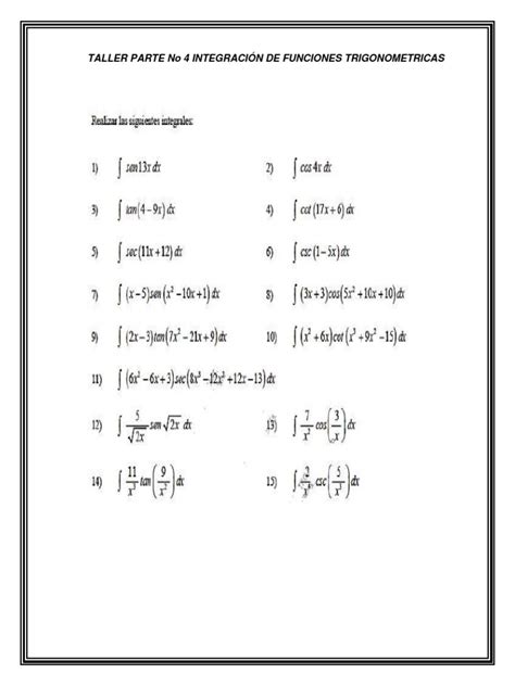 Integrales Identidades Trigonometricas Pdf