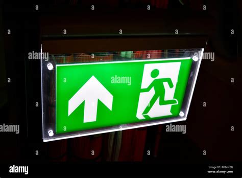 Exit Sign On Black Background Stock Photo Alamy