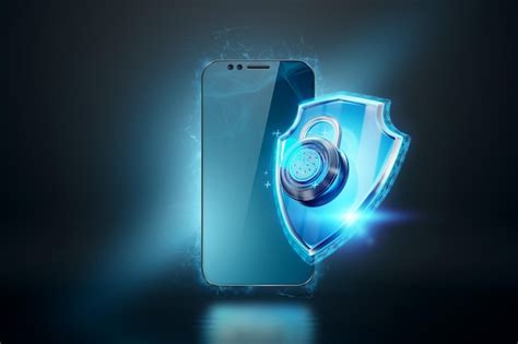 Premium Photo Smartphone Shield And Lock With Fingerprint Hologram Fingerprint Scanner Concept