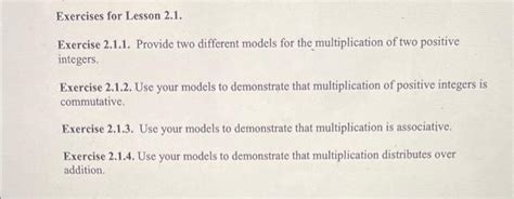 Solved Exercises For Lesson Exercise Provide Two Chegg Com