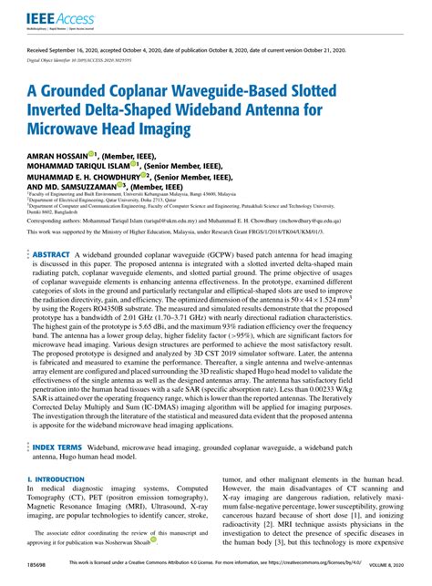 Pdf A Grounded Coplanar Waveguide Based Slotted Inverted Delta Shaped Wideband Antenna For