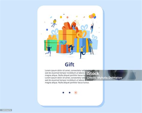 생일 축하 테마모바일 앱 페이지를 위한 템플릿입니다 친구들과 파티 축하 사람들은 휘파람을 불 생일에 대한 스톡 벡터 아트 및