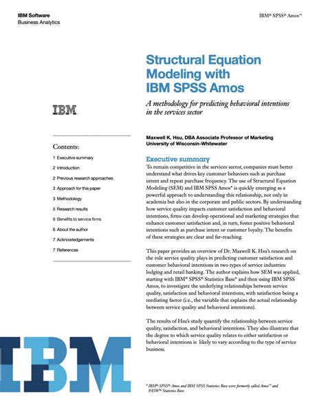 Structural Equation Modelling With Ibm Spss Amos Smart Vision Europe