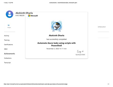 Automate Azure Tasks Badge 16 Akshinth Dharla Pdf