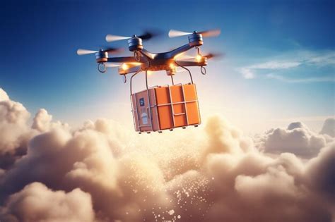 premium ai image drone delivering a parcel generative ai cloud