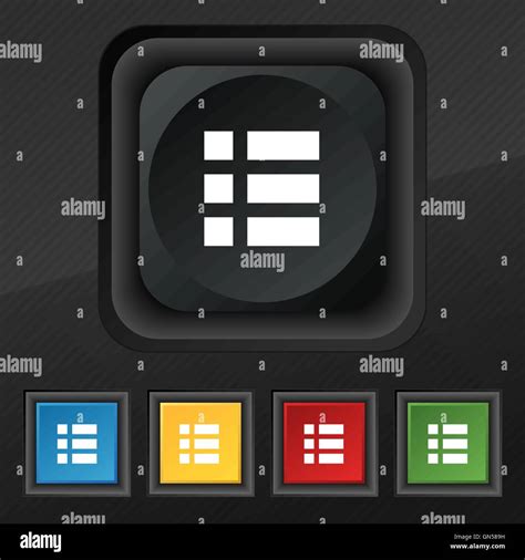 List Menu App Icon Symbol Set Of Five Colorful Stylish Buttons On Black Texture For Your