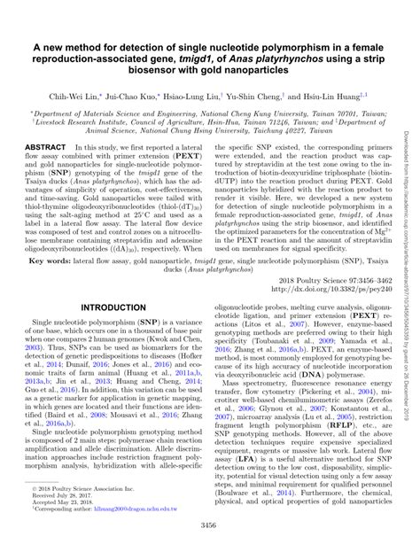 Pdf A New Method For Detection Of Single Nucleotide Polymorphism In A