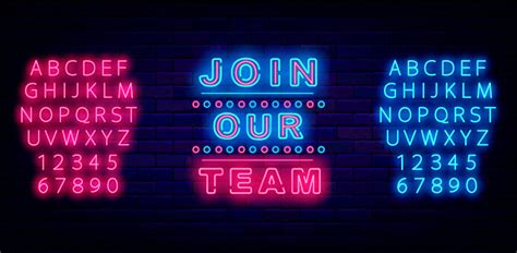 우리 팀 네온 사인 보드에 가입하십시오 원형이 있는 빈티지 장식 우리 회사에 오신 것을 환영합니다 벡터 스톡 일러스트 개념에 대한 스톡 벡터 아트 및 기타 이미지 Istock