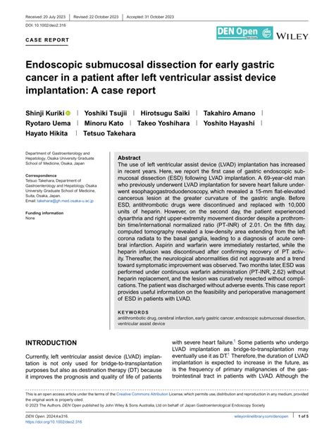 Pdf Endoscopic Submucosal Dissection For Early Gastric Cancer In A