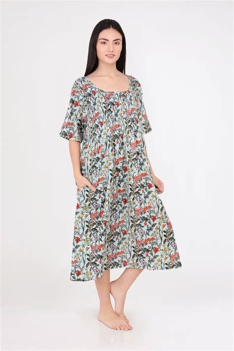 Cotton Nightie With Short Sleeves In Adele