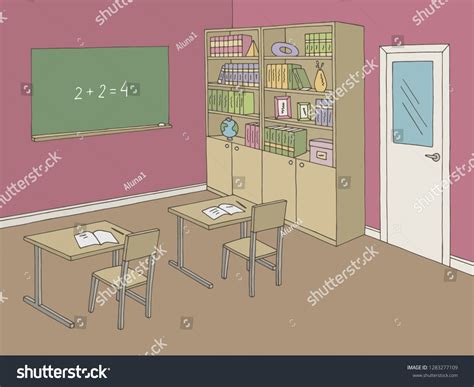 Classroom Graphic Color School Interior Sketch Stock Vector Royalty