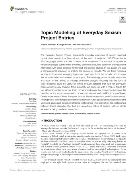 PDF Topic Modeling Of Everyday Sexism Project Entries