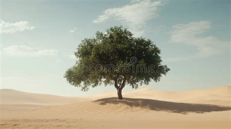 Wonderful Desert Tree Scene In The Desert Stock Illustration
