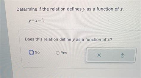 Solved Determine If The Relation Defines Y As A Function Of