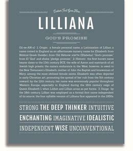 Lilliana Personalized Name Meaning Art Prints Name Stories