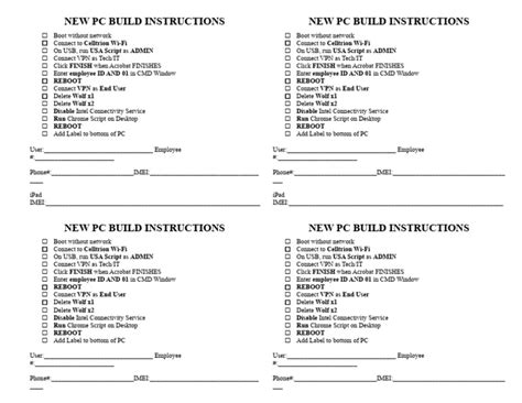 New Pc Build Checklist Quarter Page Pdf Booting Personal Computers