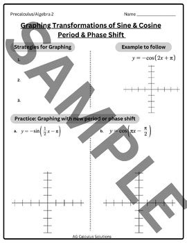 Transforming Sine Cosine Graphs Practice Lesson Worksheet