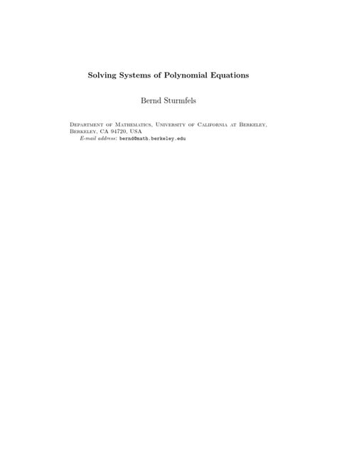 Solving Systems Of Polynomial Equations Pdf Polynomial Eigenvalues And Eigenvectors