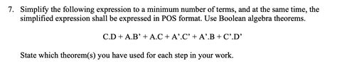 Solved Simplify The Following Expression To A Minimum Number Chegg