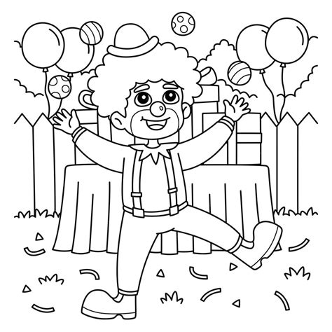 생일 광대의 귀엽고 재미있는 색칠 공부 페이지입니다 아이들에게 몇 시간 동안 색칠하는 즐거움을 선사합니다 컬러 이 페이지는 매우 쉽습니다 작은 어린이와 유아에게