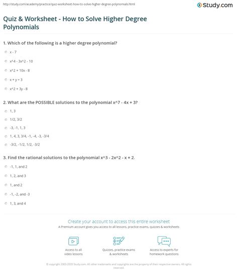 Polynomial Word Problems Worksheet Pro Worksheet
