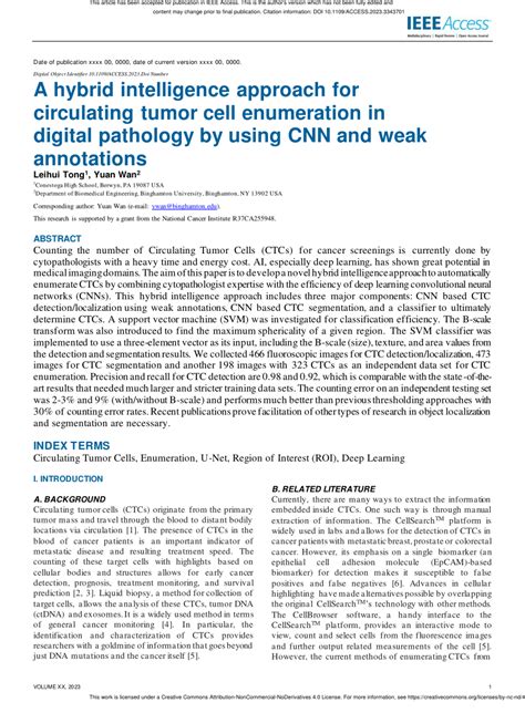 Pdf A Hybrid Intelligence Approach For Circulating Tumor Cell