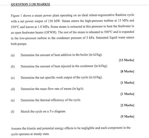 Solved Question 3 30 Marks Figure 1 Shows A Steam Power