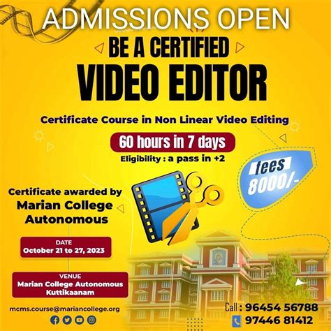 Sunil Kumar On Linkedin Admissions Open 🏮 Certificate Course In Non Linear Video Editing 🏮