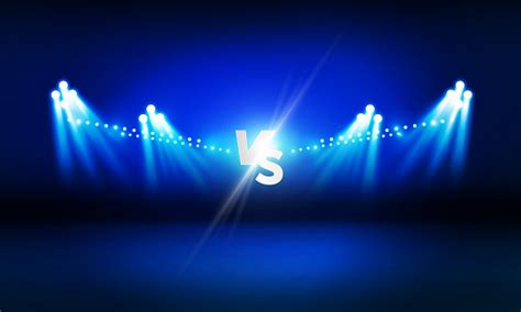 스포츠 및 게임 전투 또는 스포츠의 싸움을위한 대 화면 권투 링 경기장 및 스포트라이트 투광 조명 Vs 밝은 경기장 조명 배경 개념 벡터 디자인 0명에 대한 스톡 벡터 아트