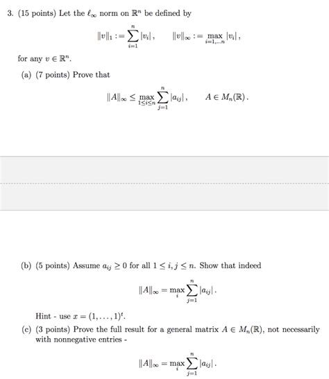 Solved 3 15 Points Let The Lo Norm On R Be Defined By Chegg Com