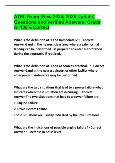 Atpl Exam New 2024 2025 Update Questions And Verified Answers Grade A 100 Correct Atpl