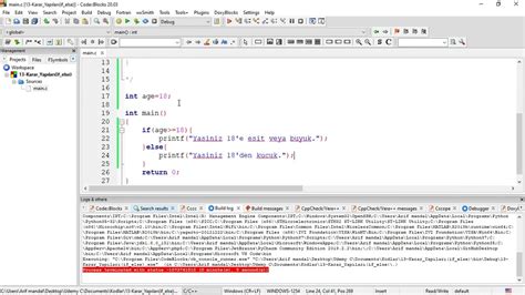 Gömülü Sistemler Için C Programlama Eğitimi Karar Yapıları If Else Youtube