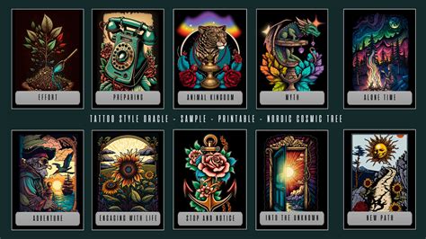 Printable Tattoo Style Oracle Printable Oracle Cards Pdf Oracle Cards Oracle Deck Oracle Cards