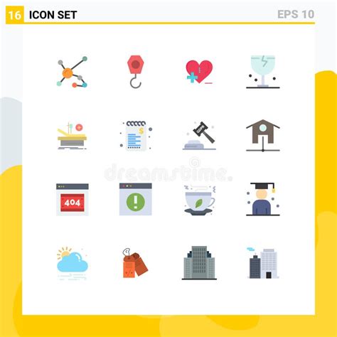 Pack Of 16 Creative Flat Colors Of Operation Logistic Love Fragile Caution Stock Vector