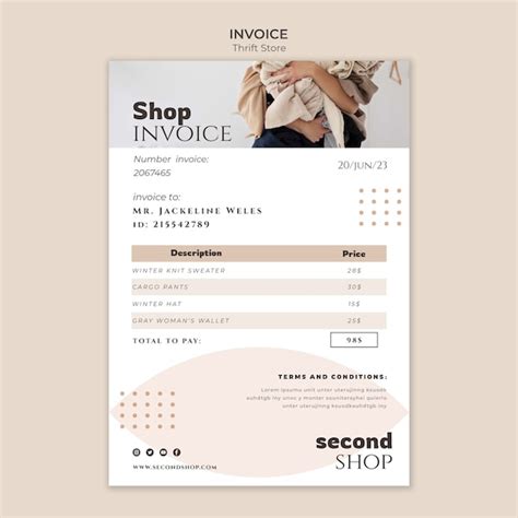 Premium Psd Flat Design Thrift Store Invoice Template