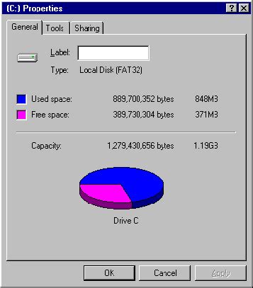 Windows Module Disk Properties