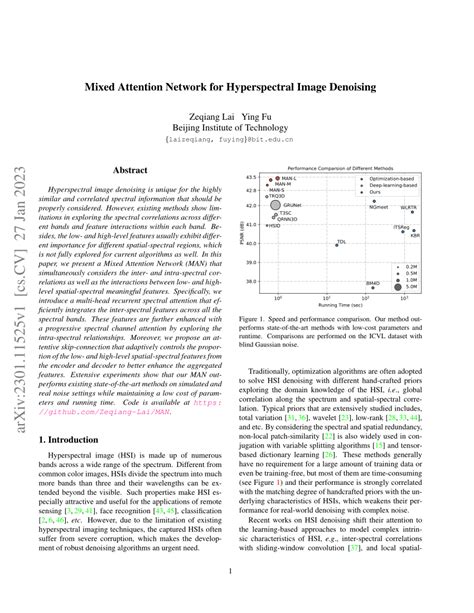 Pdf Mixed Attention Network For Hyperspectral Image Denoising