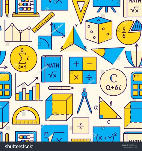 Mathematics Seamless Pattern Line Style Vector Stock Vector Royalty