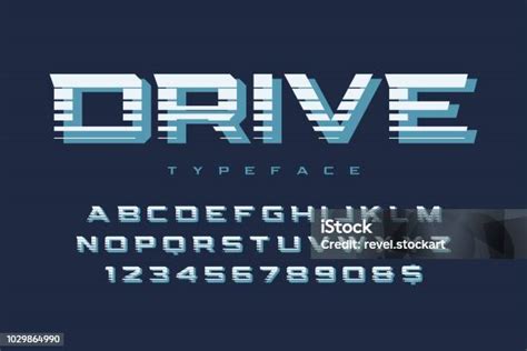 디스플레이 글꼴 디자인 알파벳 서체 글자와 숫자를 드라이브 속도에 대한 스톡 벡터 아트 및 기타 이미지 속도 컴퓨터 글자 0명 Istock