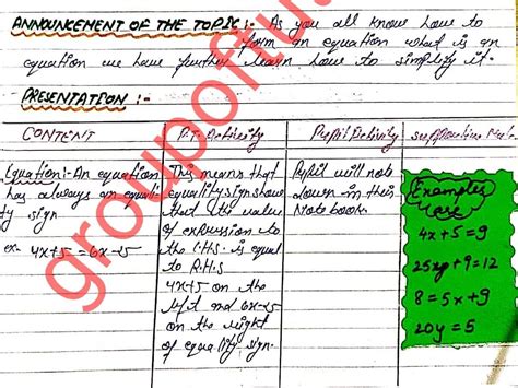 Simple Equations Lesson Plan Mathematics Group Of Tutors