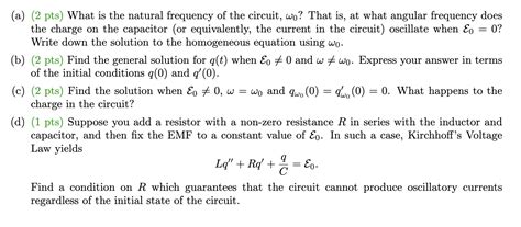 Solved 3 An Inductor And A Capacitor Are Connected To An