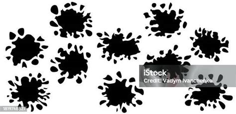 물방울 튄 자국 얼룩 튄 자국 실루엣 벡터 추상 예술적 잉크 튄 자국 페인트 튄 자국 물방울 도트 젖은 염료 인쇄물 검은 수채화